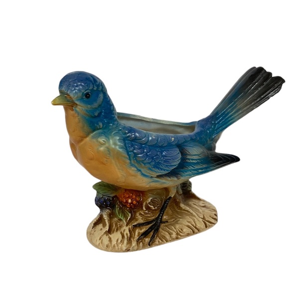 Relpo | Art | Relpo Vintage Ceramic Planter Beautiful Bluebird | Poshmark